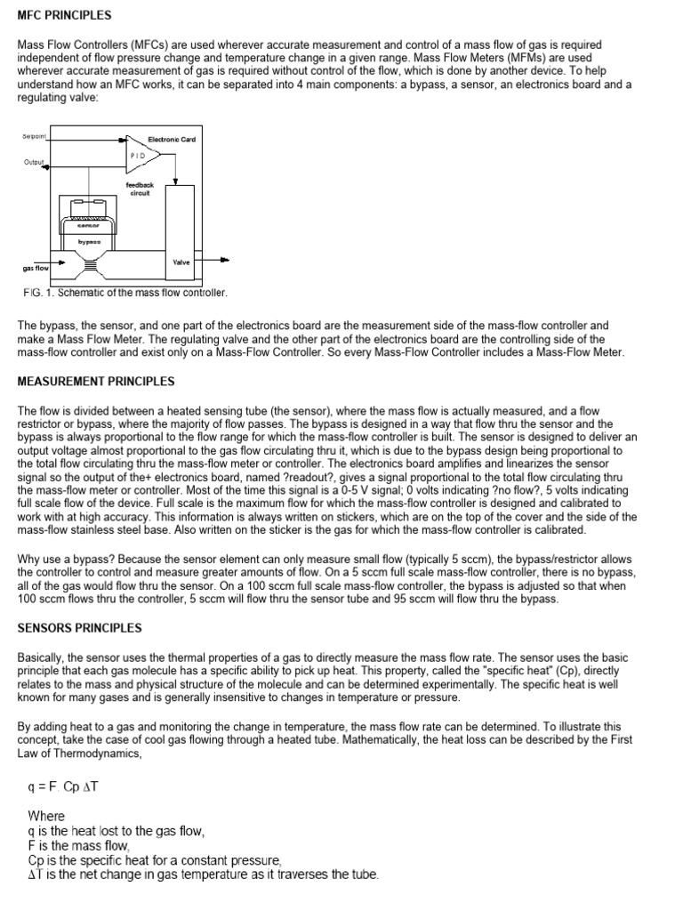 Mass Flow Controllers MFC PRINCIPLES | PDF | Gases | Heat