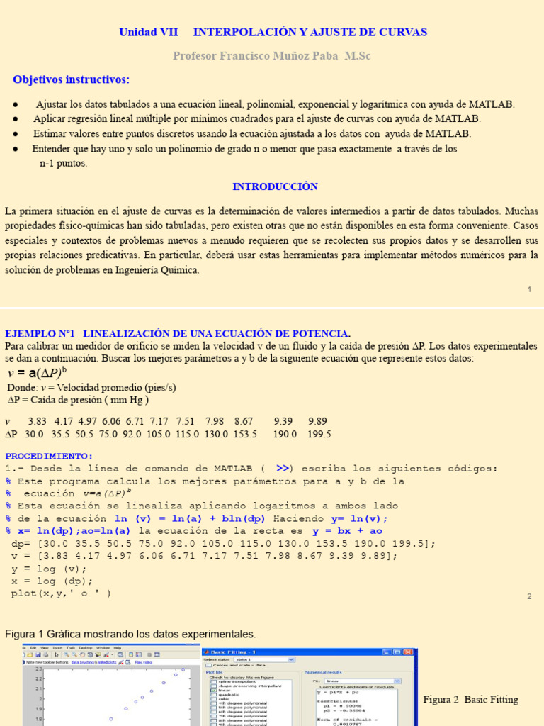 Unidad VII Ajuste e Interpolación de Curvas | PDF | Ecuaciones | Análisis numérico