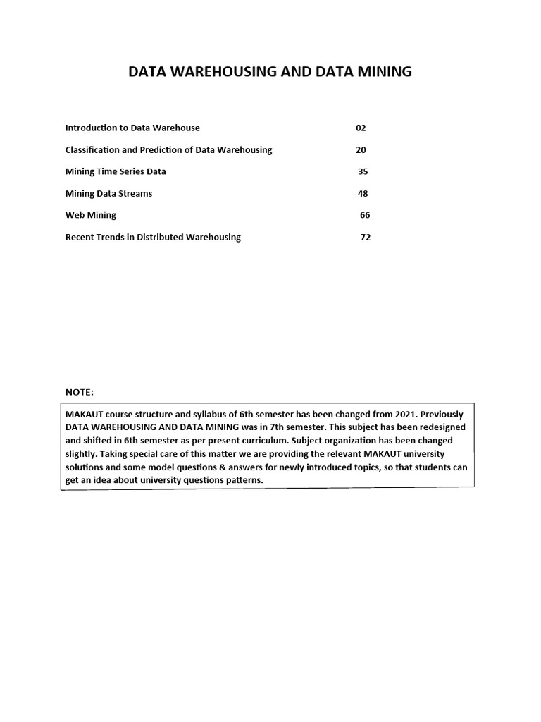 Data Warehousing and Data Mining | PDF | Data Warehouse | Data Mining