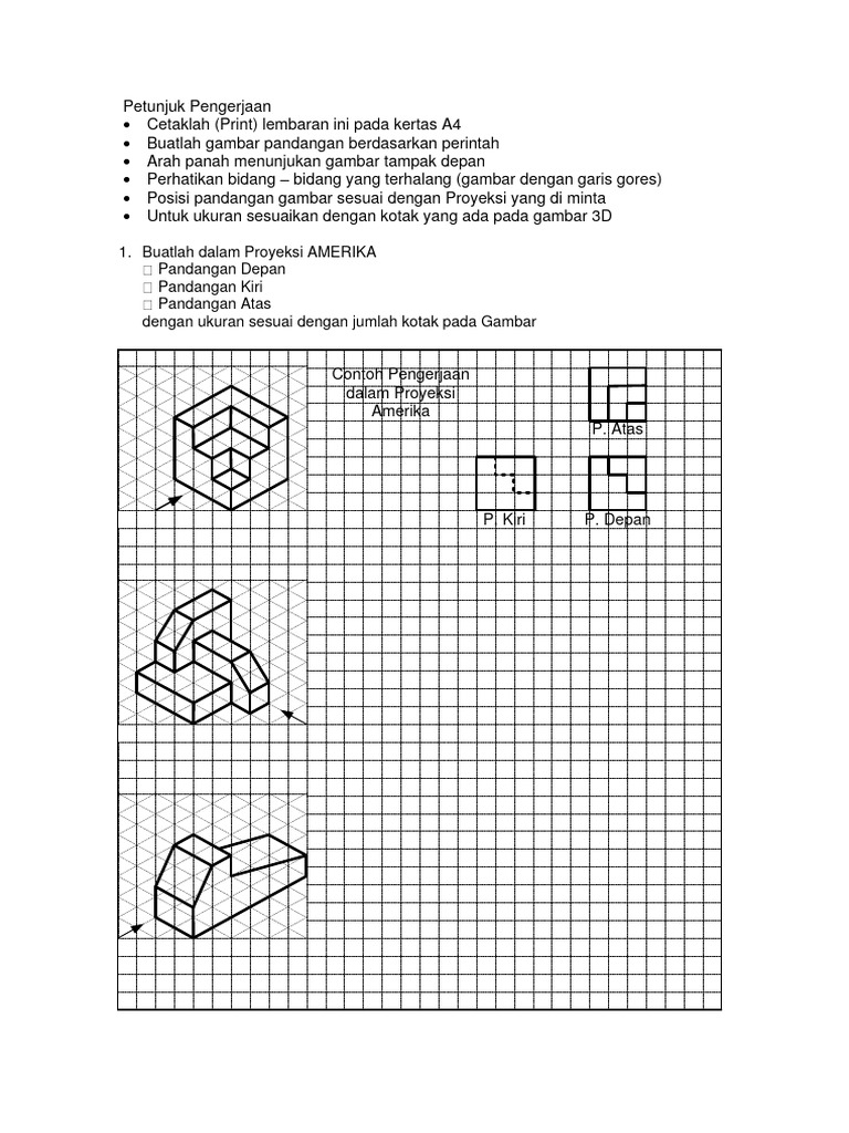 Latihan Gambar Proyeksi | PDF