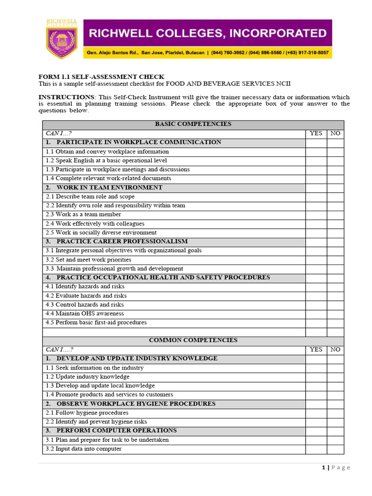 Templates For CBLM Part 1 2 | PDF | Restaurants | Occupational Safety ...