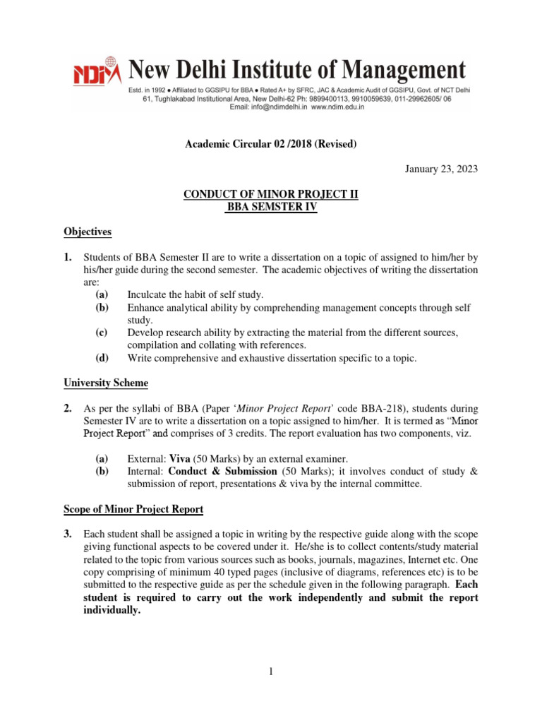 Minor Project II Guidelines 2023 | PDF | Sampling (Statistics) | Thesis