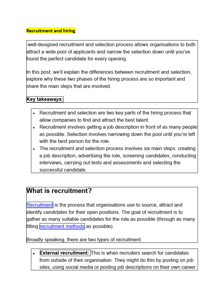 Recruitment and Hiring.... | PDF | Recruitment | Needs Assessment