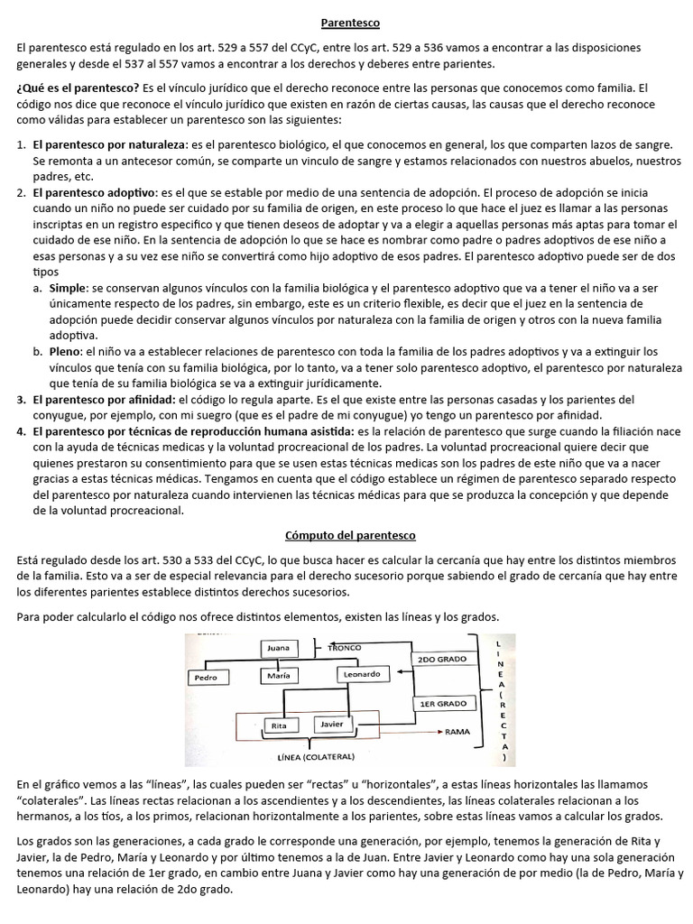 Tipos de Parentesco y Derechos Familiares | PDF | Parentesco | Adopción