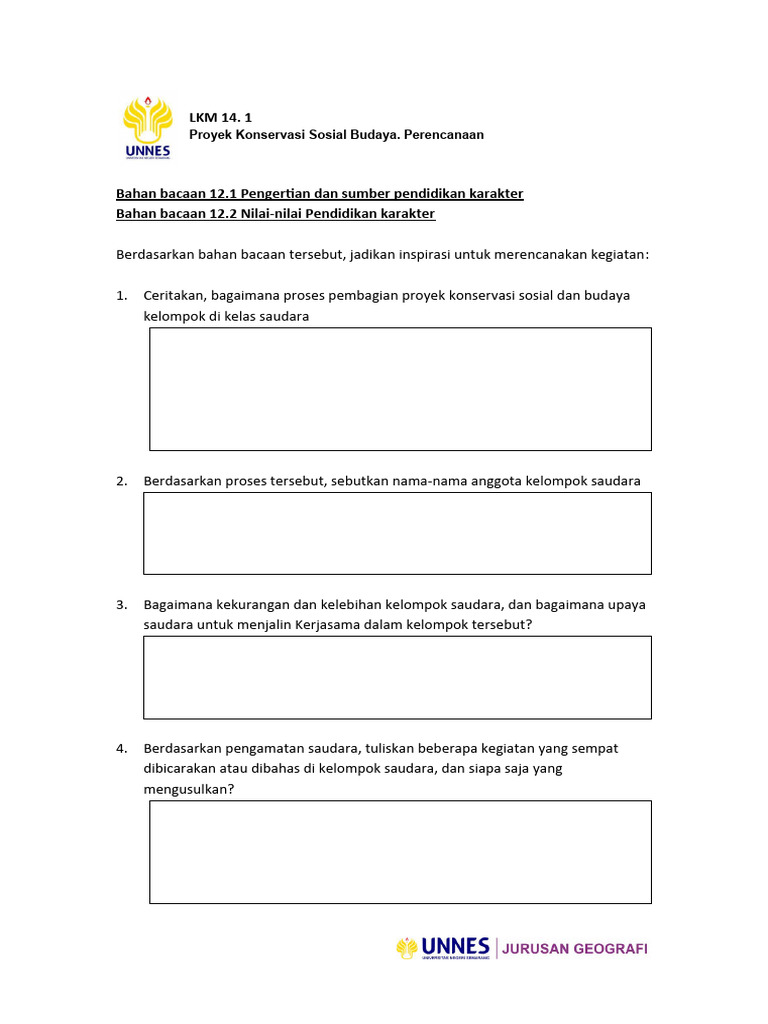 LKM 14.1 Proyek Konservasi Sosial Budaya | PDF | Karier & Perkembangan | Pengembangan Diri