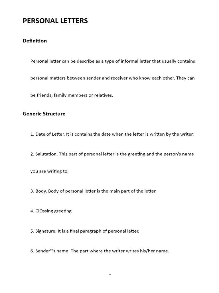 Personal Letters | PDF | Language Arts & Discipline