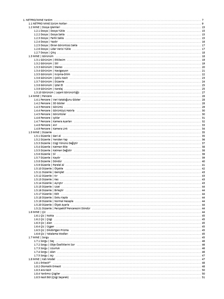 NETPRO - MINE Yardım NETPRO MINE Sürüm Notları MINE Dosya Işlemleri Dosya Dosya Yükle Dosya ...