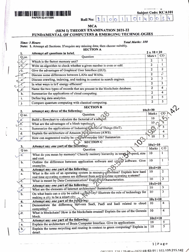 MCA Semster Papers | PDF | Computer Architecture | Computer Engineering