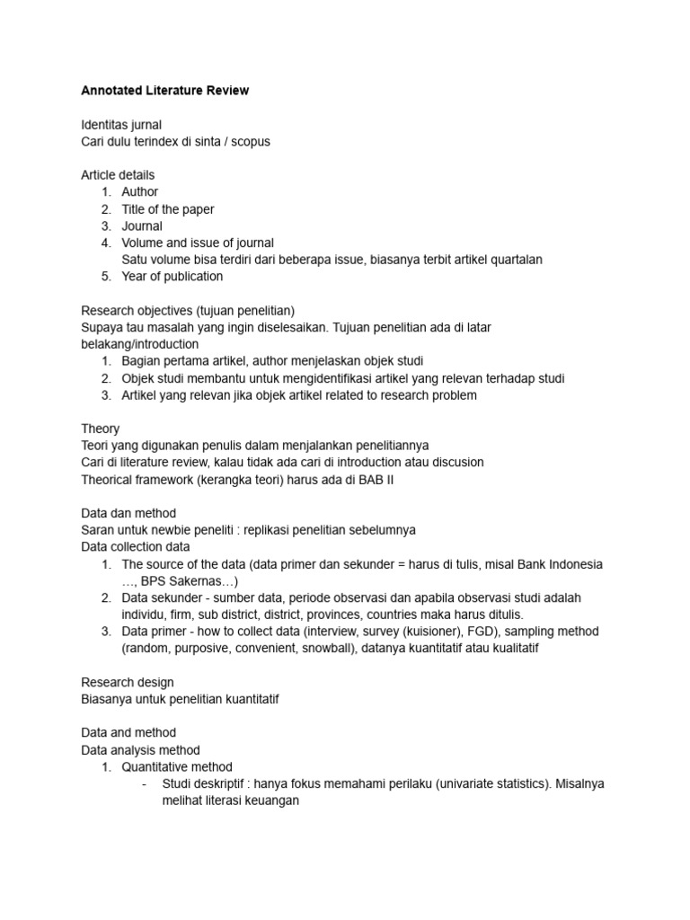 Annotated Literature Review | PDF