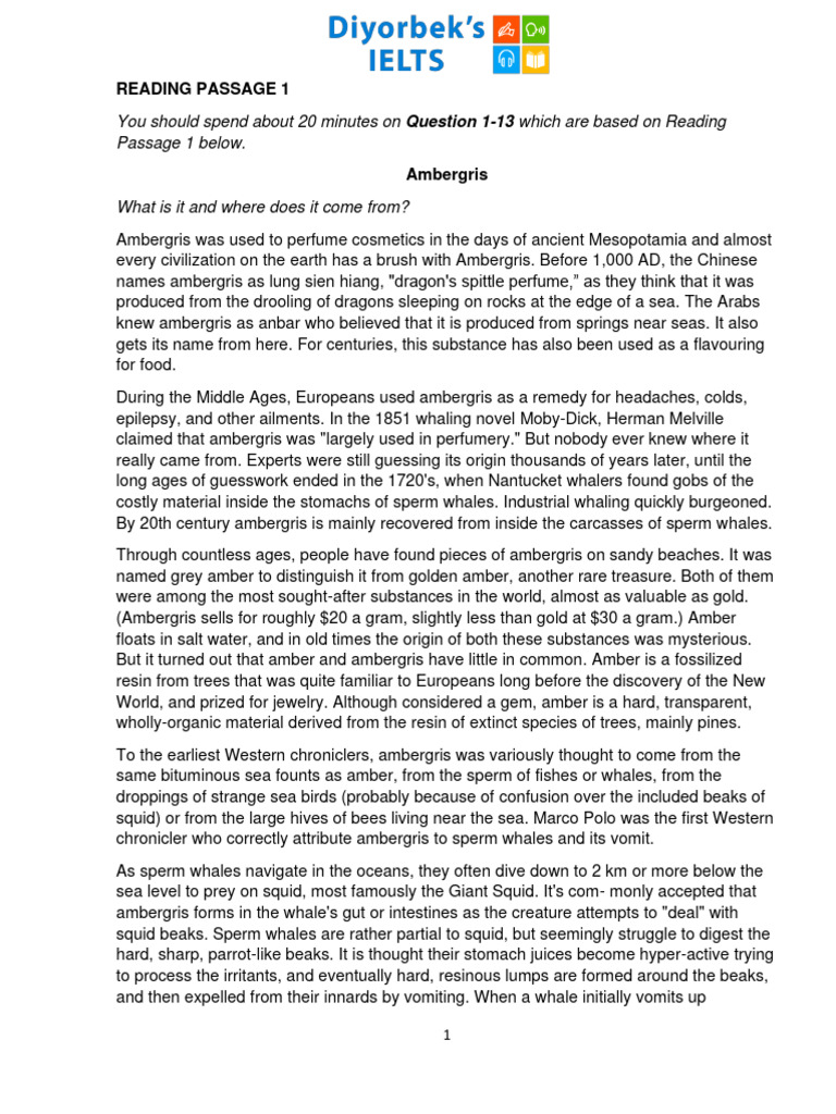 Day 10 Reading Passage 1 | PDF | Perfume | Amber