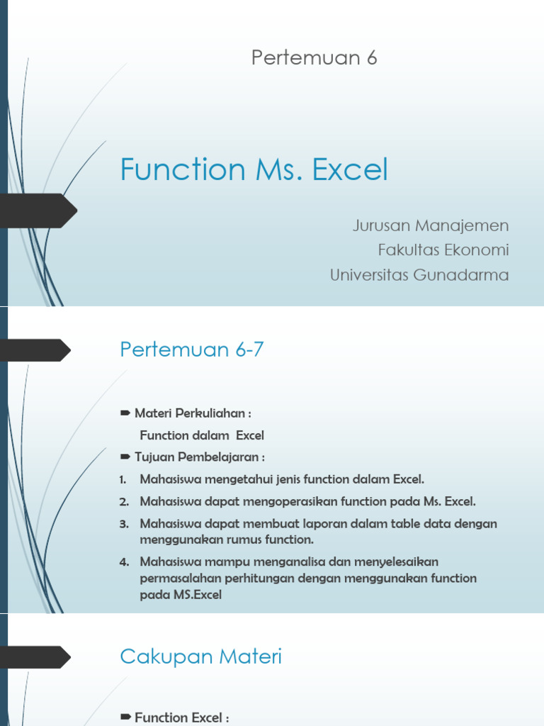 Function Excel | PDF