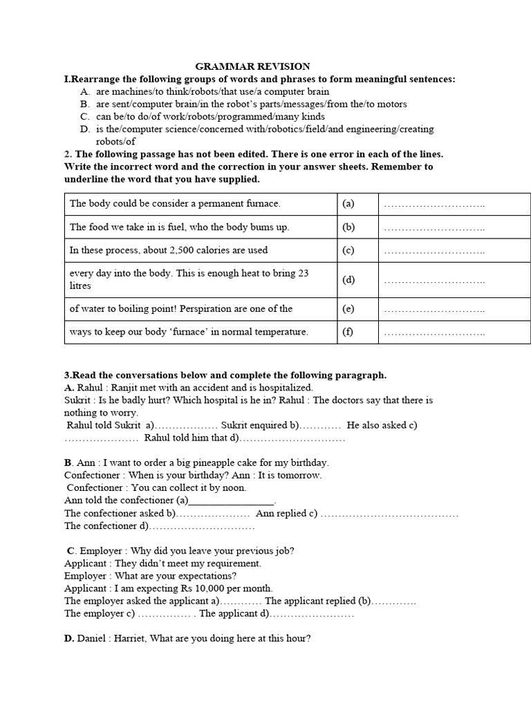 Grammar Revision and Sentence Correction Guide | PDF | Technology ...