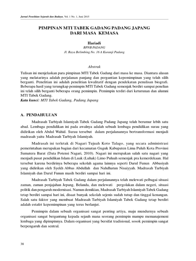 Pimpinan MTI Tabek Gadang Sejarahnya | PDF
