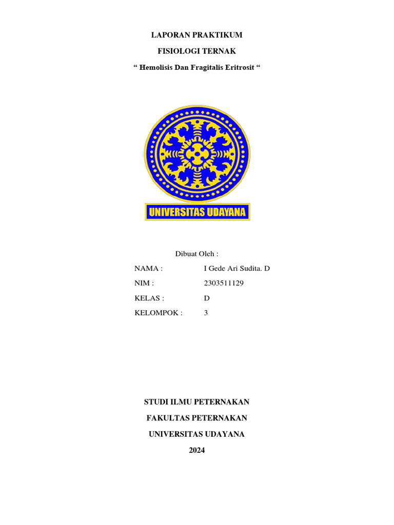 Hemolisis dan Fragilitas Eritrosit TernaK | PDF