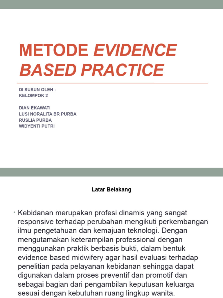 Metode Evidence Based Practice | PDF | Karier & Perkembangan