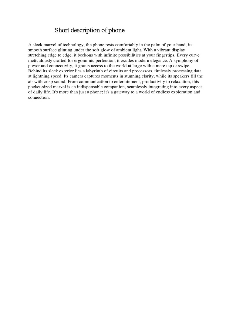 Short Description of Phone | PDF