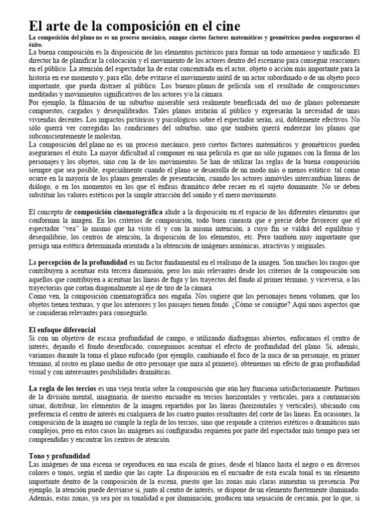 Composición Cinematográfica: Claves Esenciales | PDF | Color ...