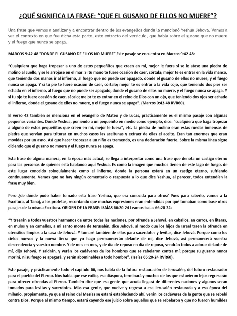 Significado del "gusano que no muere" | PDF | Infierno | Incendios