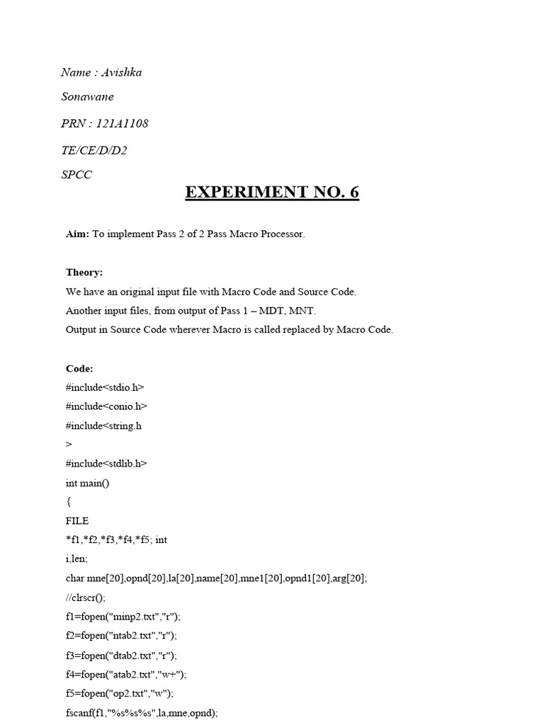 Implementing Pass 2 of Macro Processor | PDF