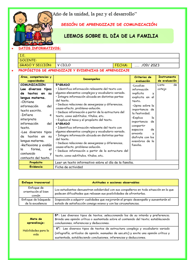 Fecha Cívica-Sesión-Día de La Familia-Jezabel Camargo Único Contacto ...