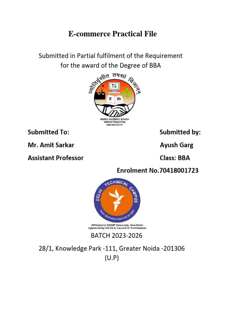 E-Commerce File (Ayush Garg) | PDF | Html | World Wide Web