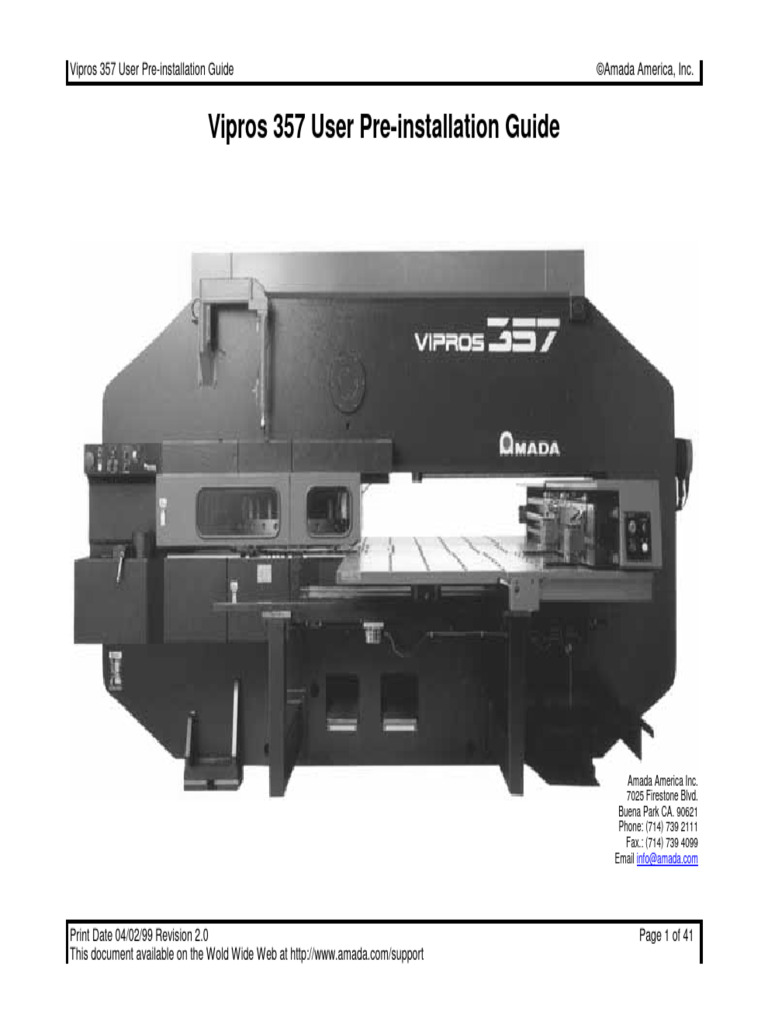 Amada Vipros 357 04PC User Preinstallation Guide | PDF | Numerical ...