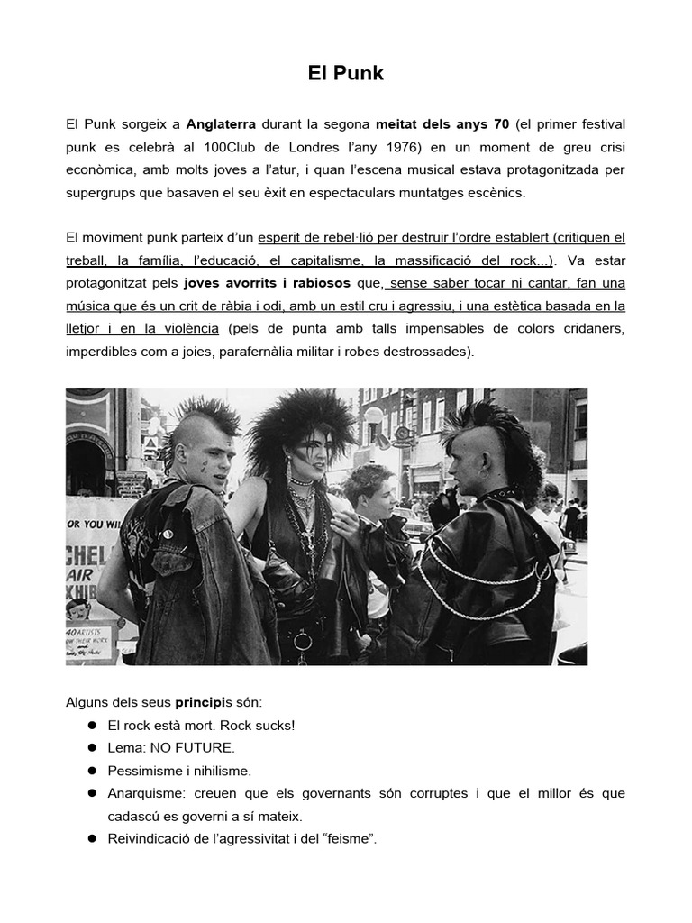 Fitxa La Música Punk | PDF