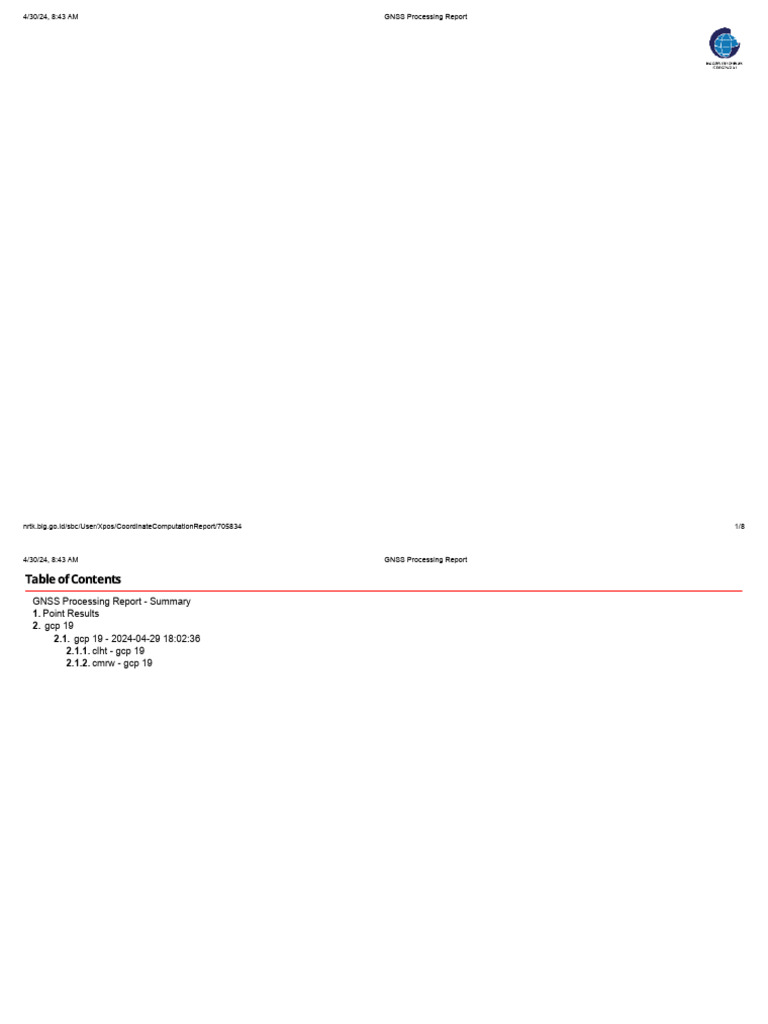 GNSS Processing Report GCP 19 | PDF | Latitude | Geodesy