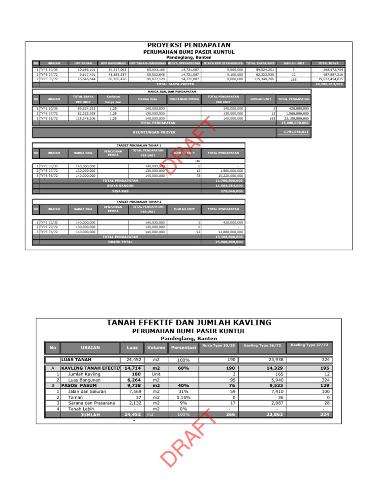 Project BPK - Finance Projection Summary (Draft) | PDF