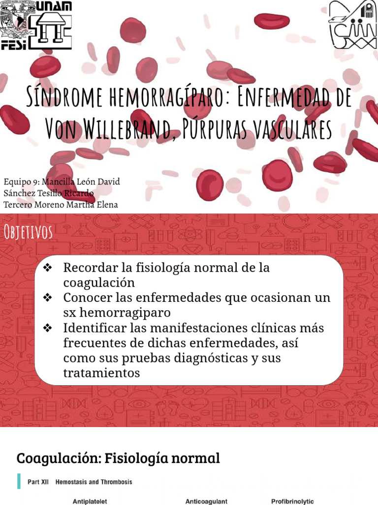 Síndrome Hemorragíparo - Enfermedad de Von Willebrand, Púrpuras Vasculares | PDF | Coagulación ...