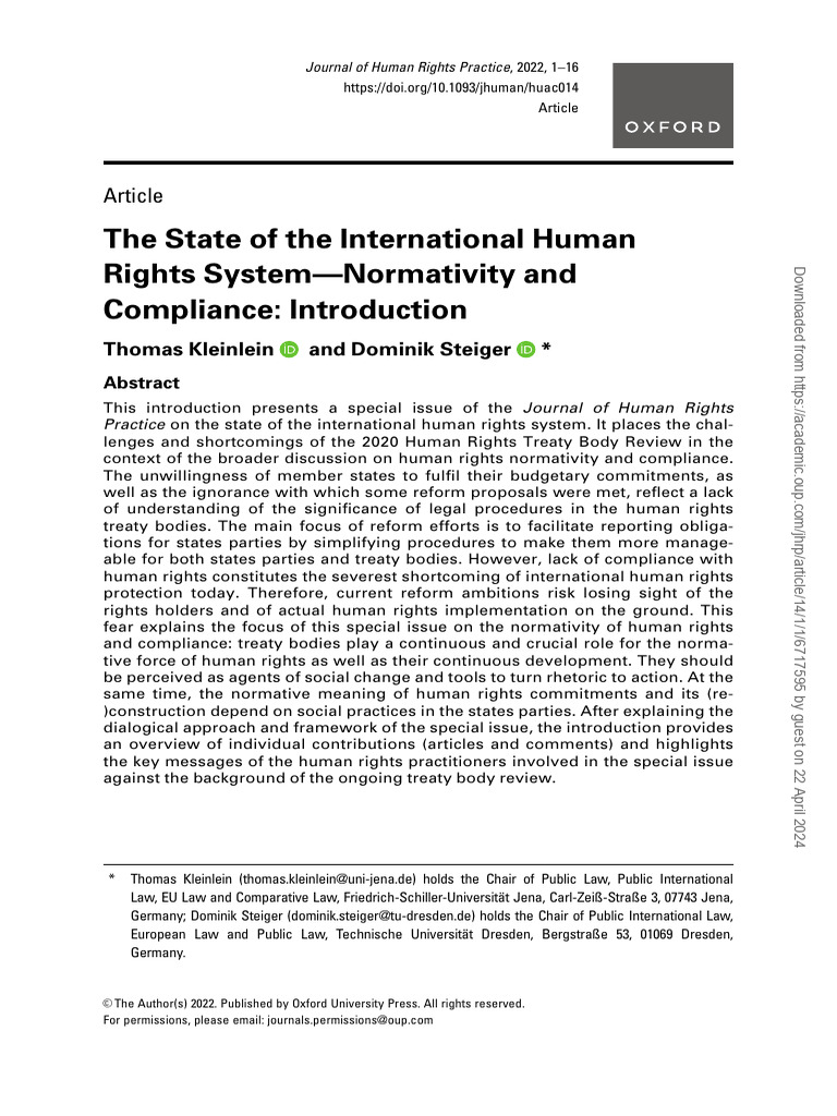Human Rights System: Normativity & Compliance | PDF | United Nations ...