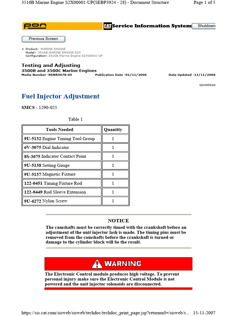 Fuel Injector Adjustment | PDF | Internal Combustion Engine | Engines
