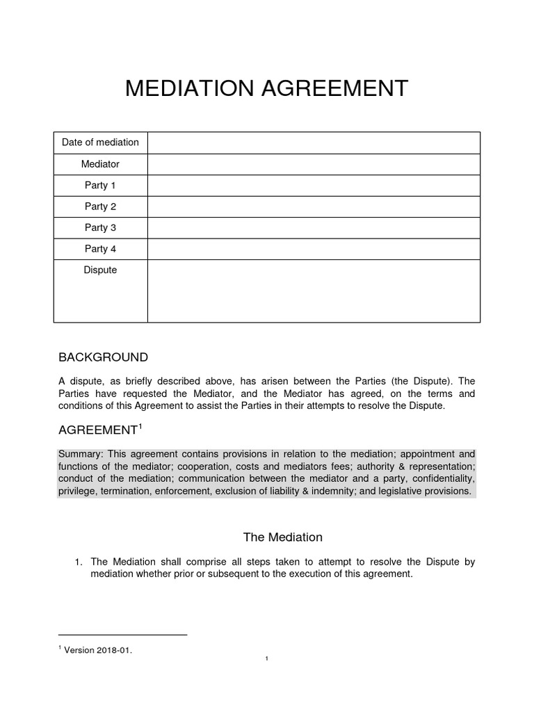 Mediation Agreement Guide | PDF | Mediation | Indemnity