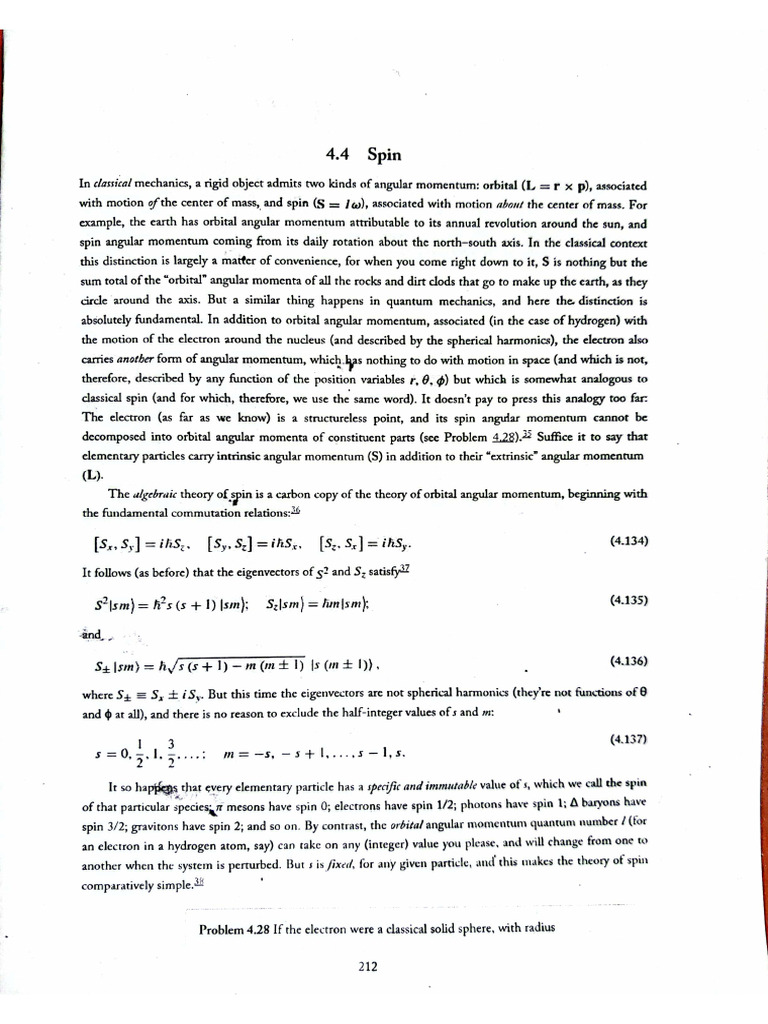 Spin Quantum Mechanic LL | PDF