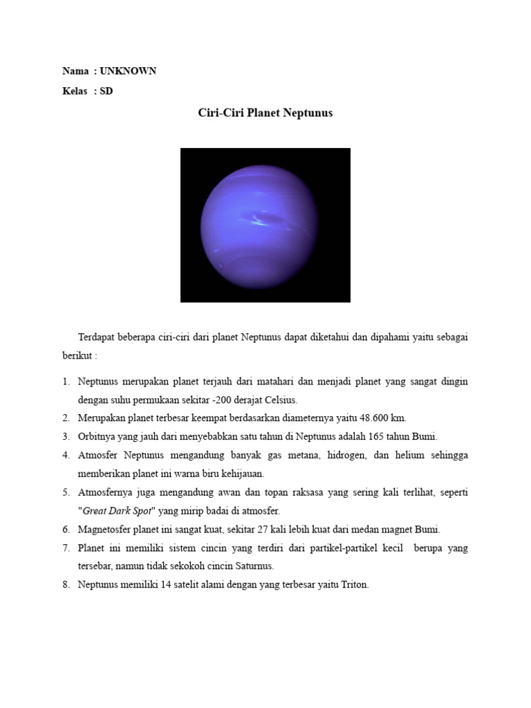 Ciri-Ciri Planet Neptunus | PDF