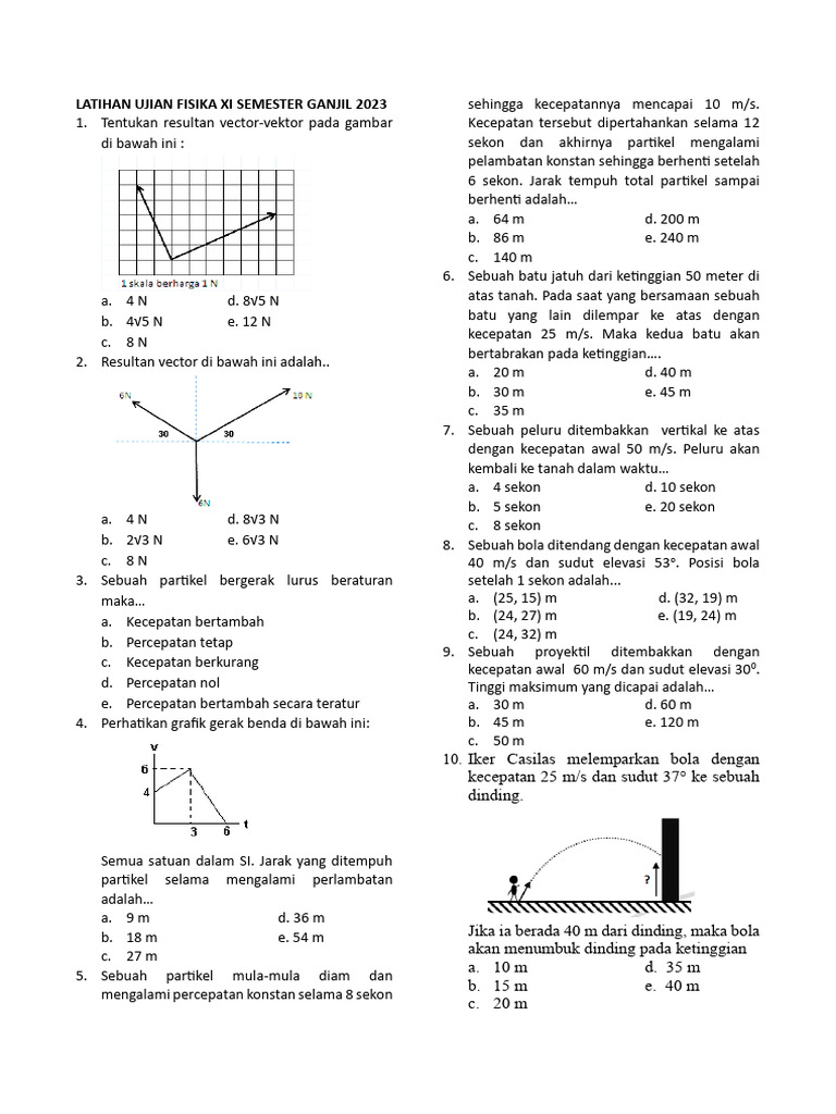 Latihan Ujian Fisika Xi Semester Ganjil 2023 | PDF