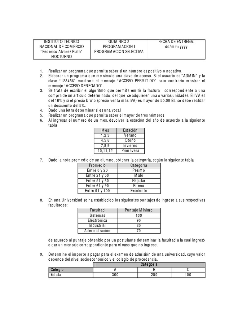 Guia Practica 2 Programacion | PDF Guia Practica 2 Programacion | PDF