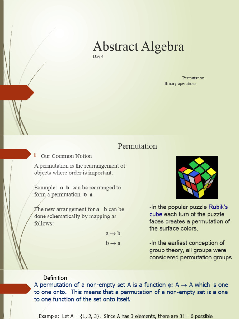 Mst Abstract Algebra D4 Permutation To Binary Pdf Group Mathematics Mathematics