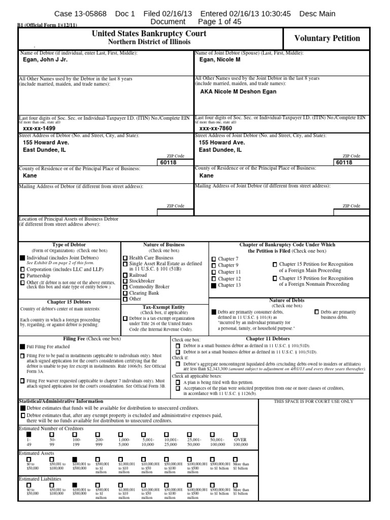Gov Uscourts Ilnb 1191215 1 0 | PDF | Bankruptcy | Chapter 7