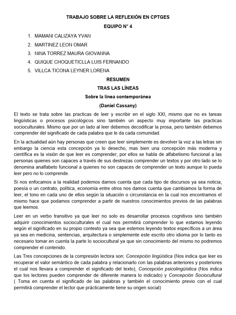 Reflexión sobre Literacidad y Comprensión | PDF | Conocimiento | Literatura
