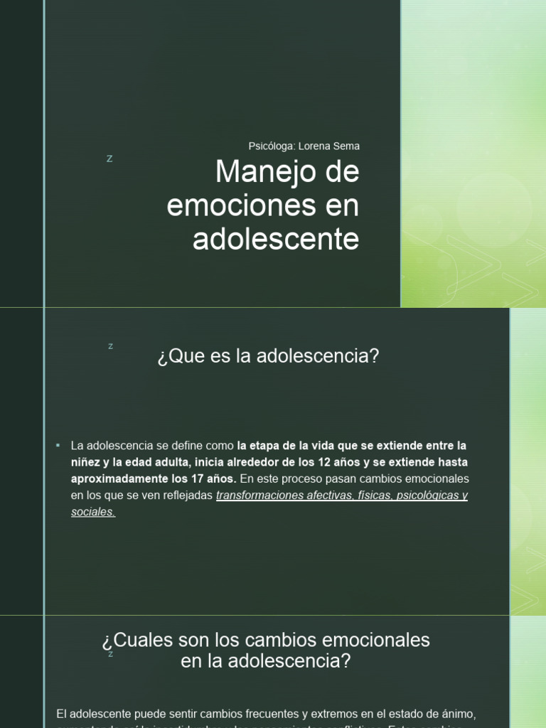 Manejo de Emociones en Adolescente | PDF | Adolescencia | Las emociones