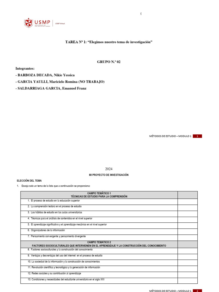Tarea1 Anexo Mi Proyecto de Investigación Grupal - Grupo 02 | PDF | Enseñando | Aprendizaje