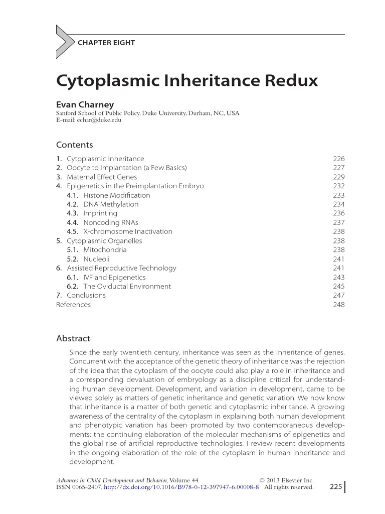 Cytoplasmic Inheritance Redux (PDFDrive) | PDF | Histone | Dna Methylation