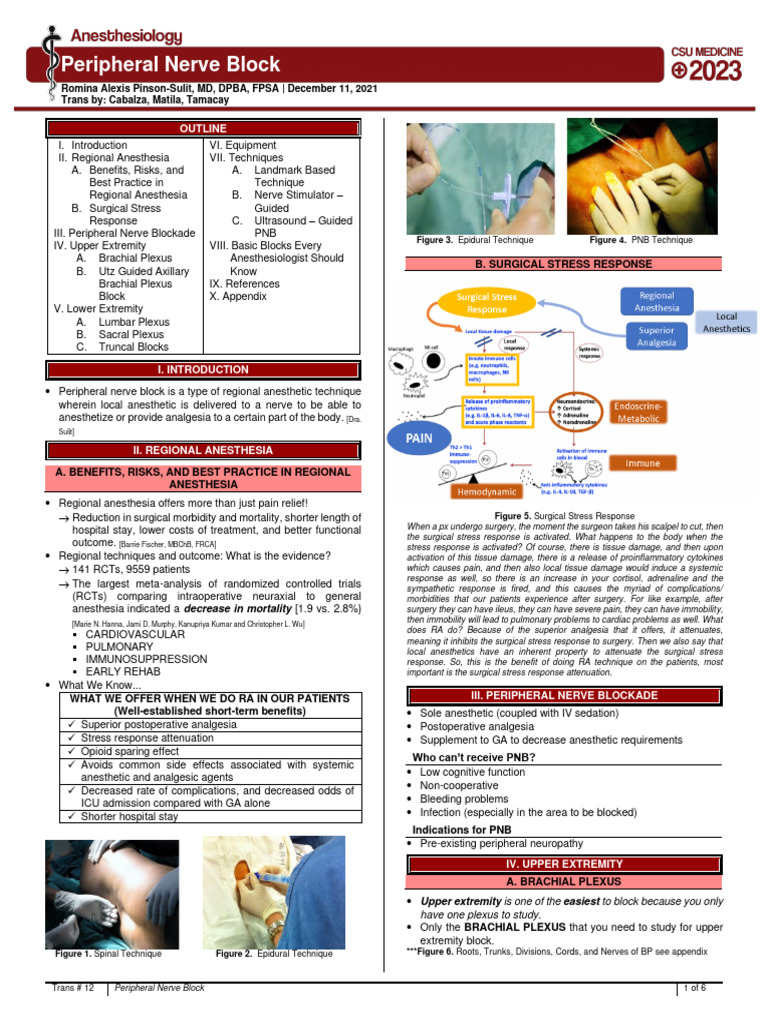 Peripheral Nerve Block Techniques Guide | PDF | Anesthesia | Knee