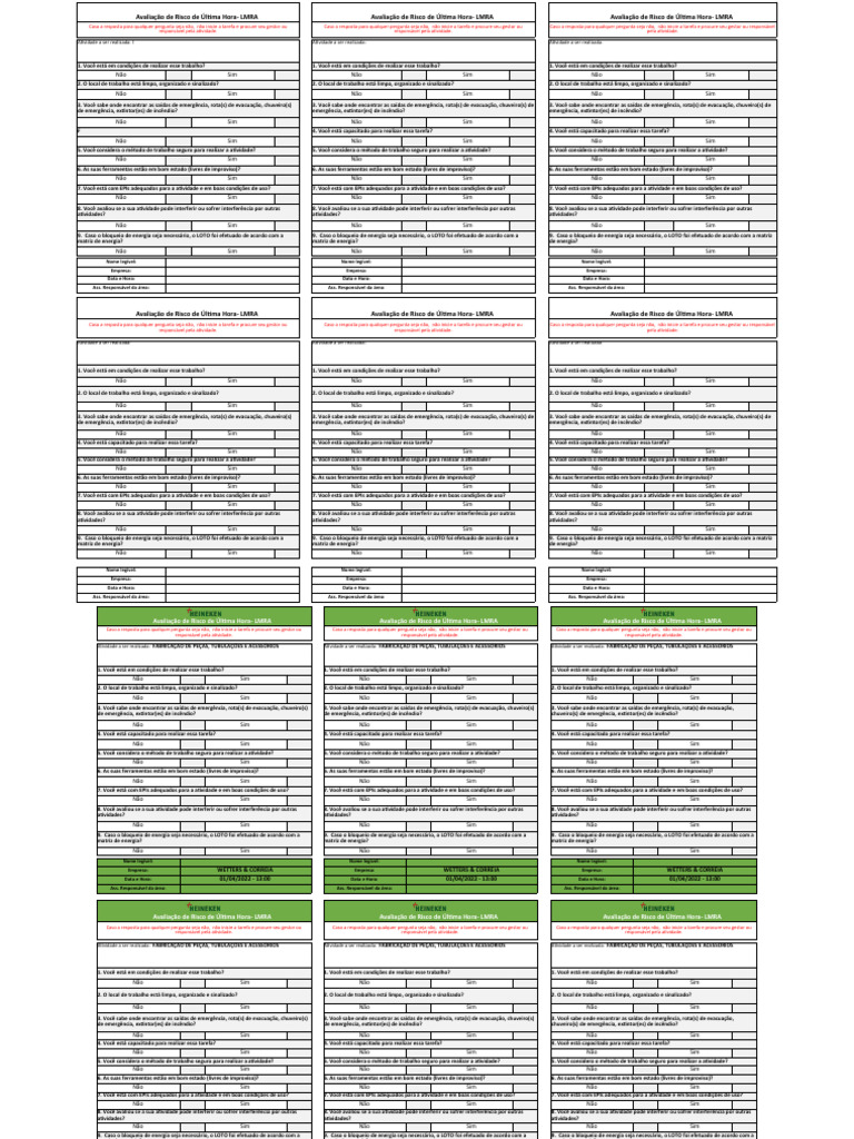 Formulário de LMRA | PDF