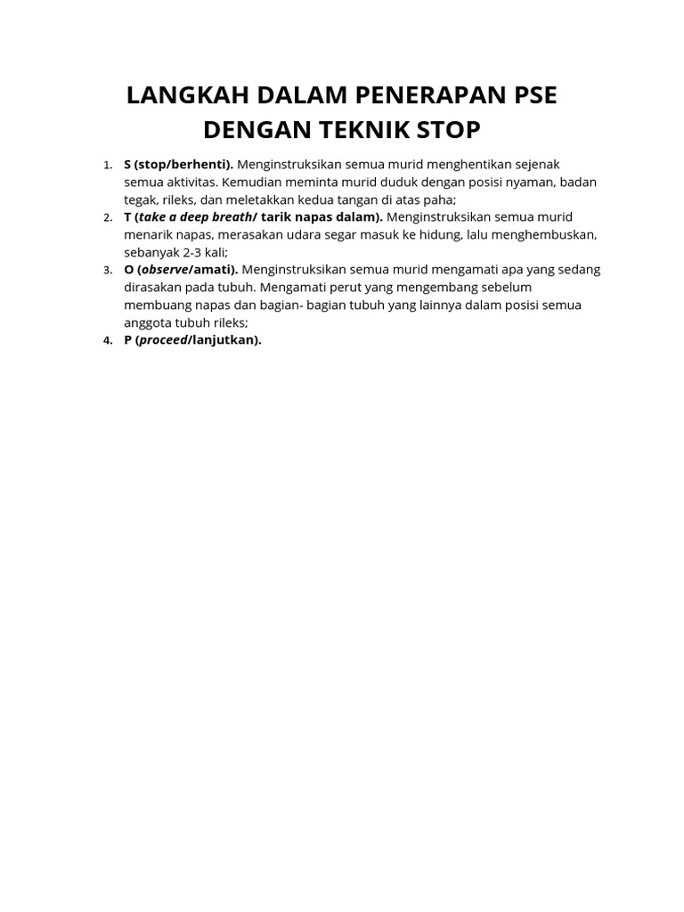Langkah Dalam Penerapan Pse Dengan Teknik Stop | PDF