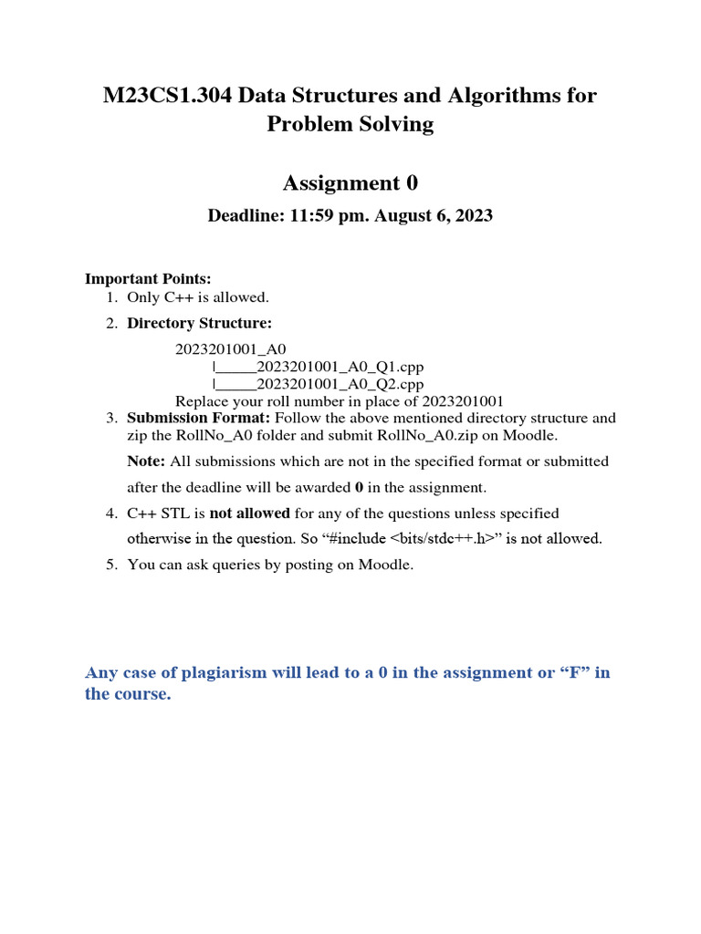 Assignment 0 | PDF | Algorithms | Algorithms And Data Structures