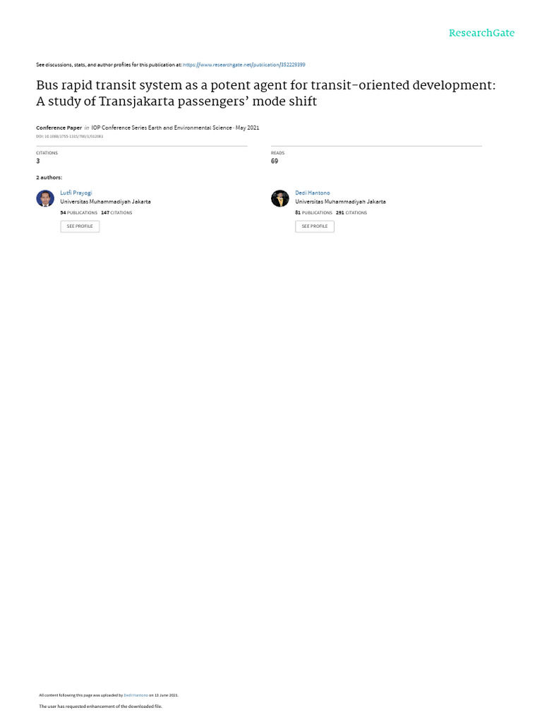 Bus Rapid Transit System As A Potent Agent For Transit-Oriented Development: A Study of ...