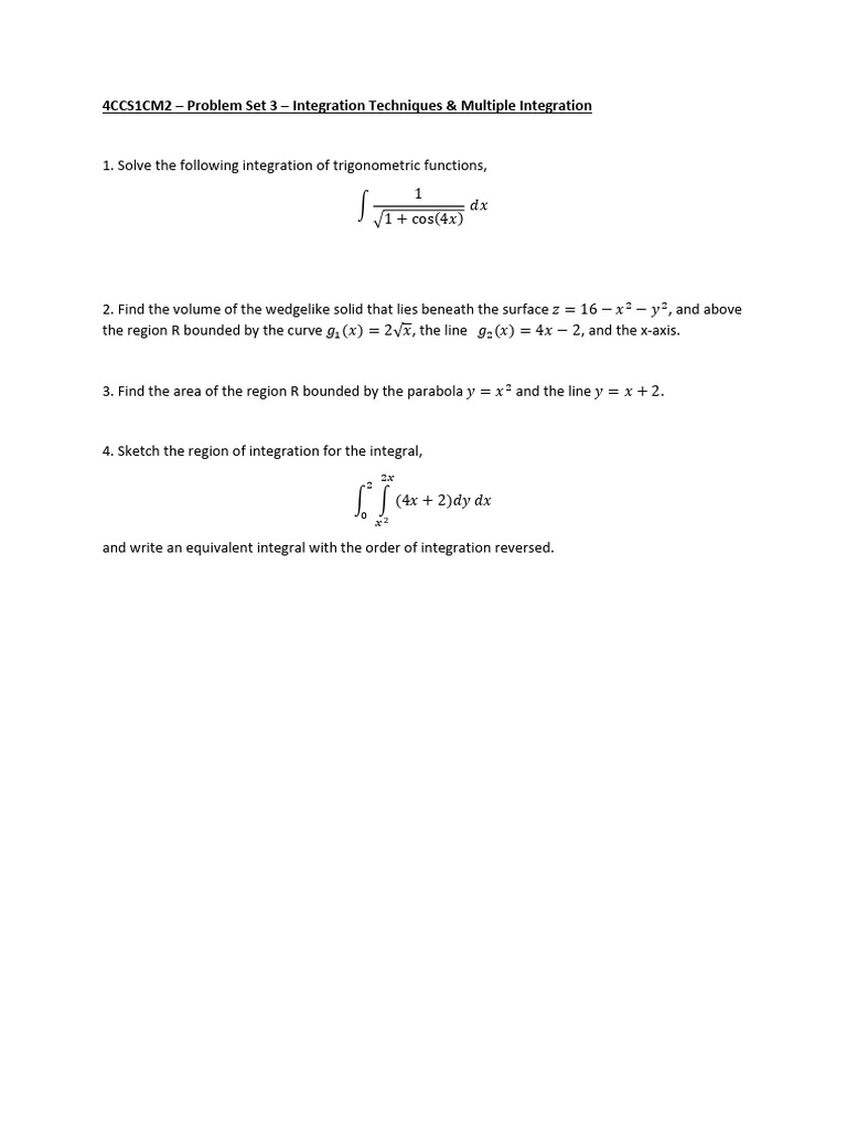 Integration Techniques Problem Set | PDF