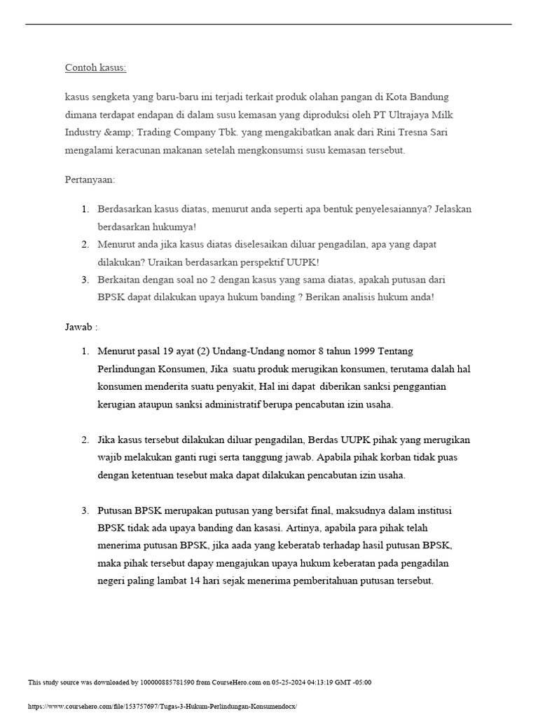 Tugas 3 Hukum Perlindungan Konsumen Muhammad Mahdi Rakan | PDF
